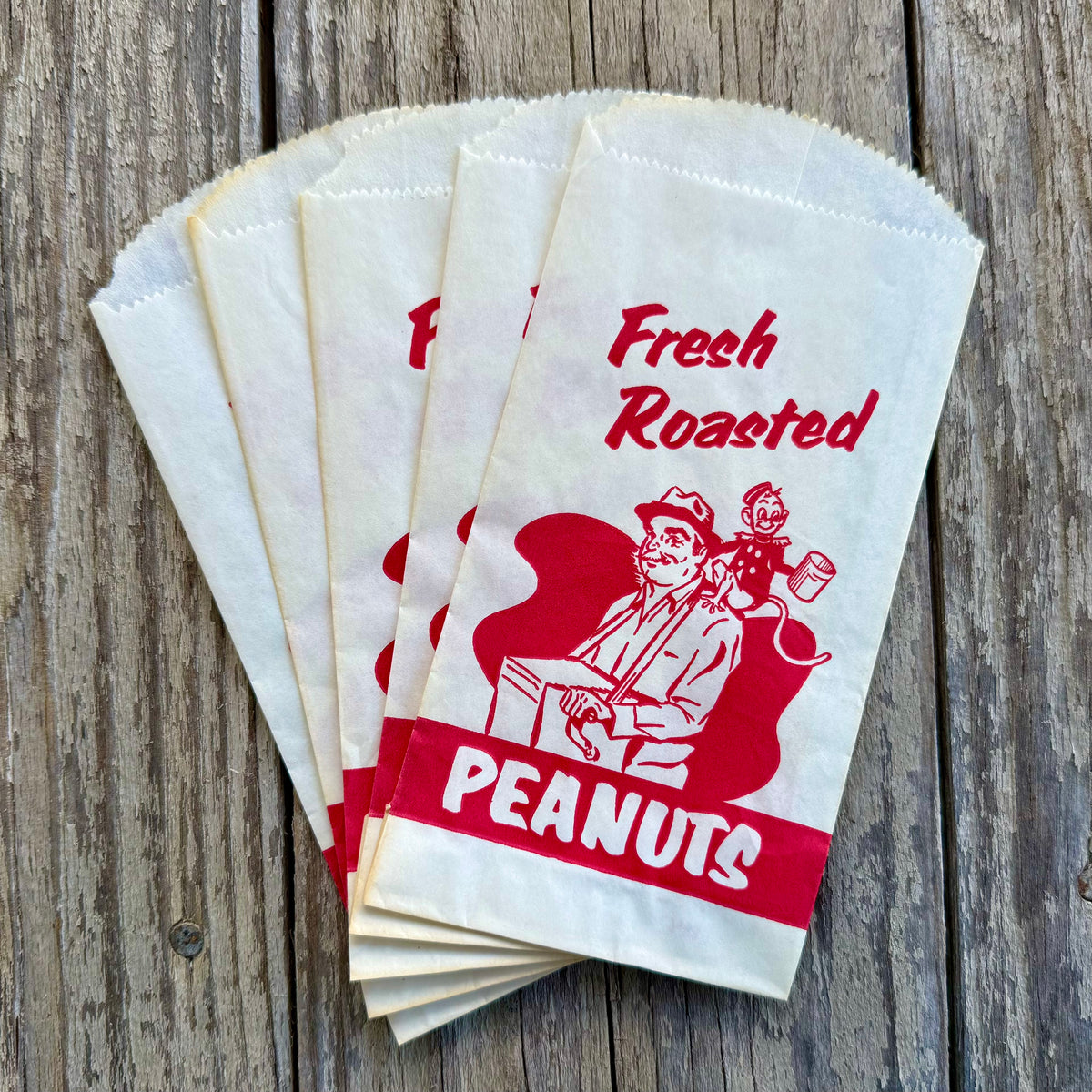 5 WHOLESALE 1950s Vintage Original FRESH ROASTED PEANUTS Snack Paper B ...