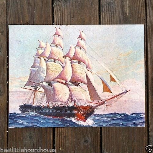 2 Different SHIPS AT SEA Sailing Ship Lithograph Prints 1929 ...