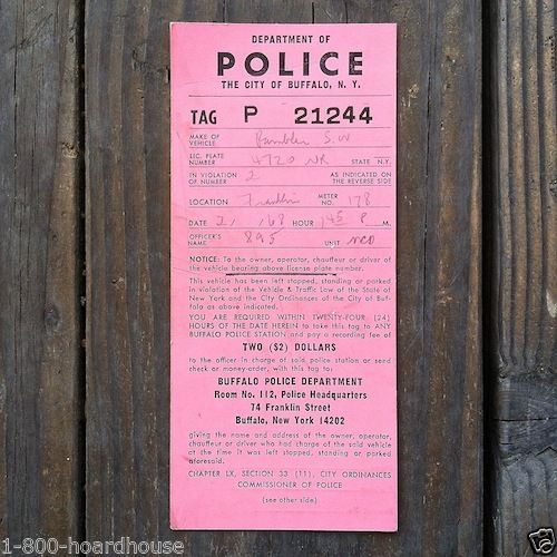 22 Vintage Original 1960s POLICE PARKING TICKET Buffalo New York NY US ...