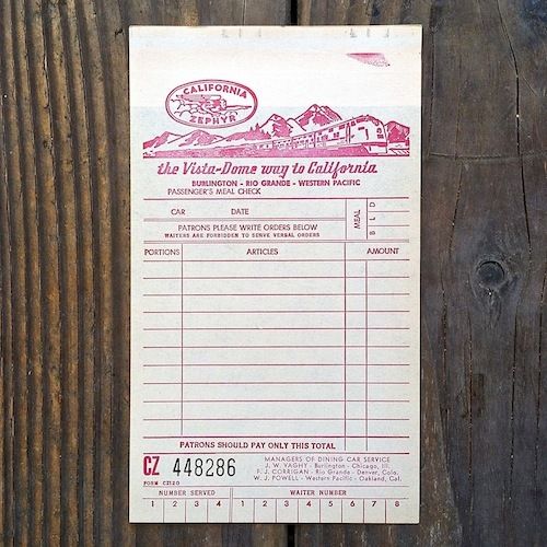 CALIFORNIA ZEPHYR Railroad Train Receipt 1940s – BestLittleHoardHouse