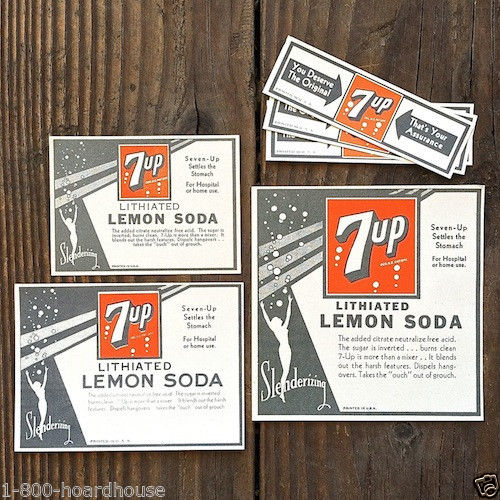 7UP SODA Lithiated Bottle Labels 1930s – BestLittleHoardHouse